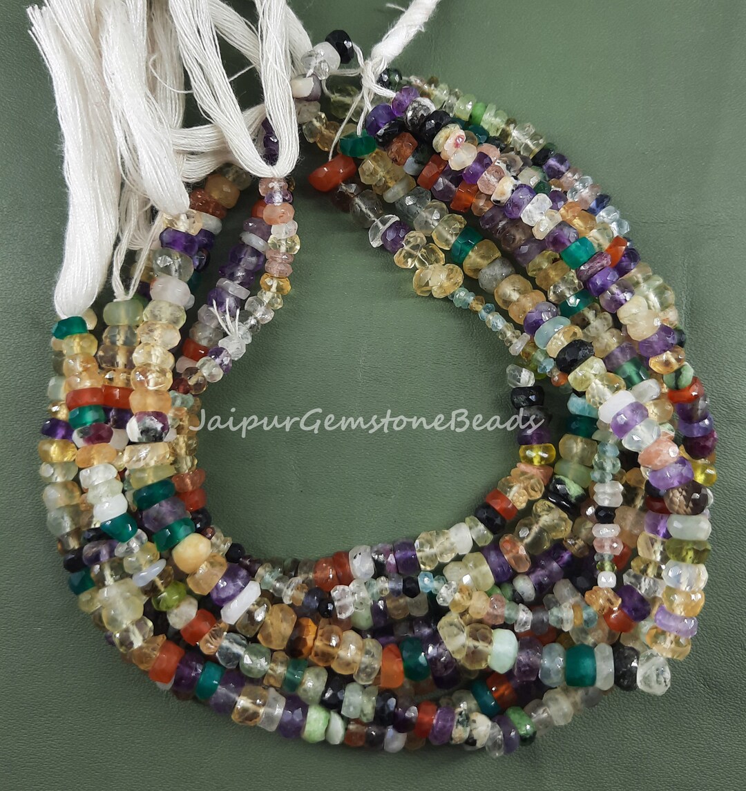 8 Strand Natural Disco Beads Faceted Rondelle Shape Gemstone Beads Semi ...