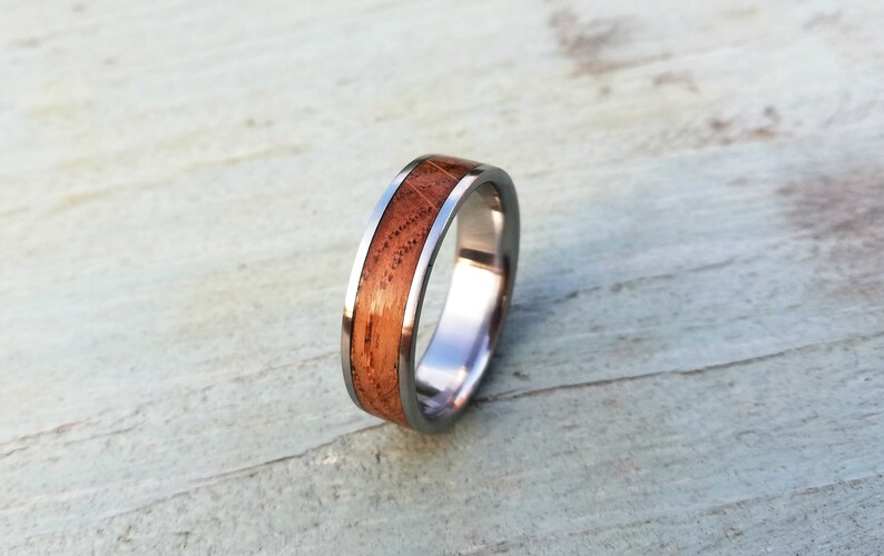 Whiskey Barrel Oak Wood Ring Men's Wooden Ring Titanium | Etsy