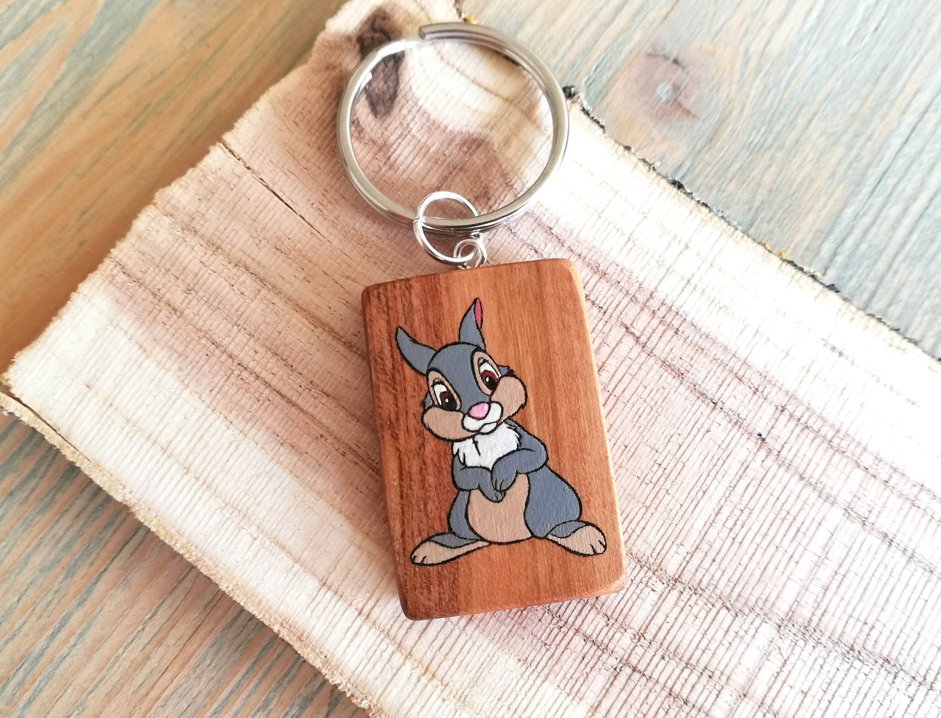 Wooden Keychains With Bambi and Thumper Engraving Matching - Etsy