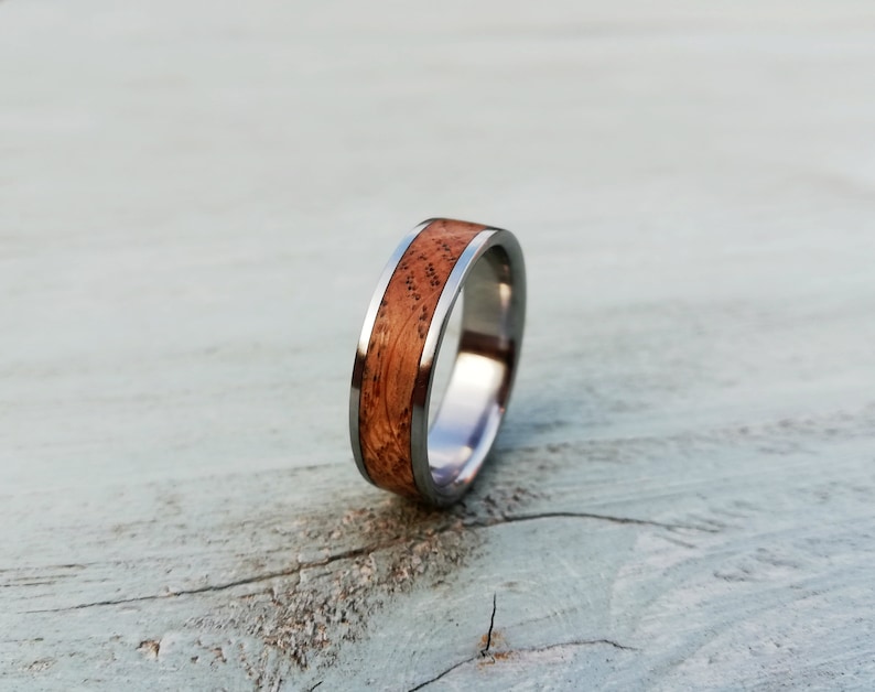 Whiskey Barrel Oak Wood Ring Men's Wooden Ring Titanium | Etsy