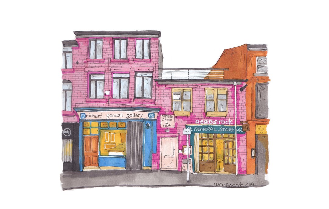 Deadstock General Store, Manchester Art Print, Pink Art, England ...