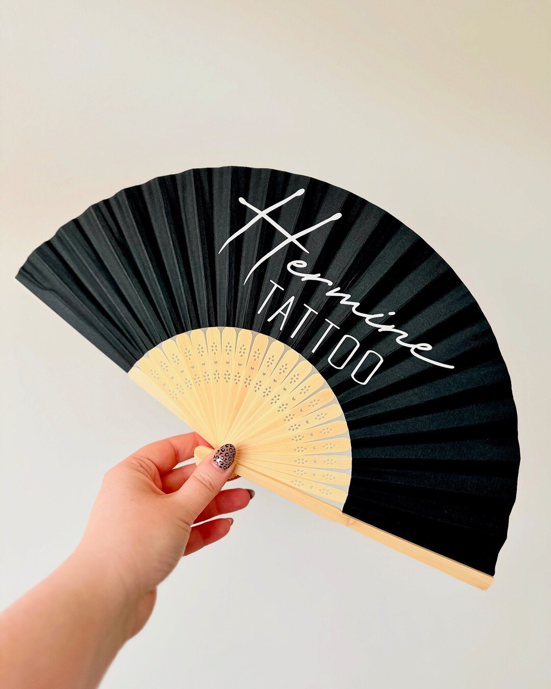 BUSINESS LOGO Hand Fan - Bamboo - Paper Foldable Fan - Black, White ...