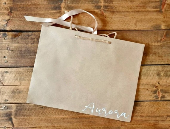 KRAFT Personalised Ribbon Tie Natural Rope Gift Bag - Etsy
