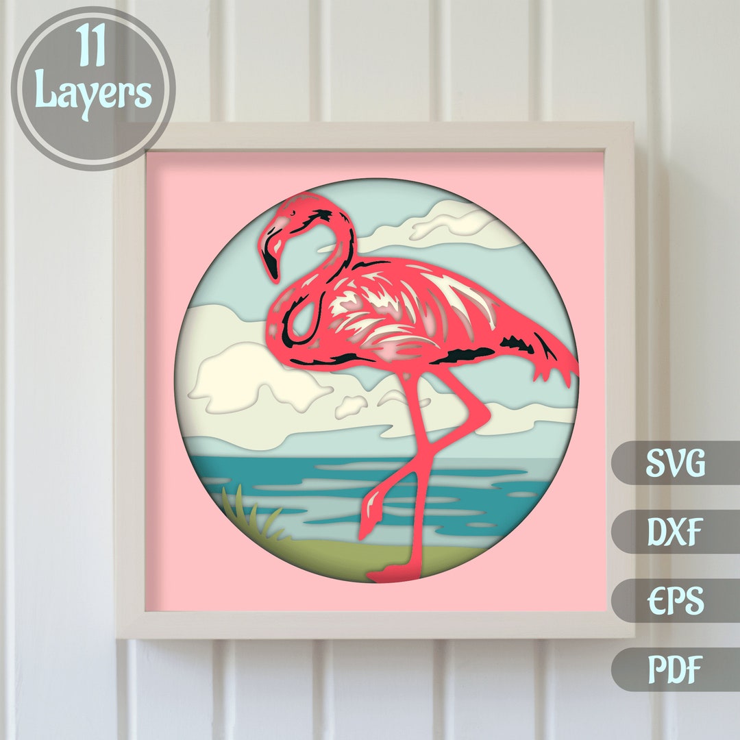 Layered Flamingo Svg, 3d Flamingo Shadow Box Templates, 3D Paper ...