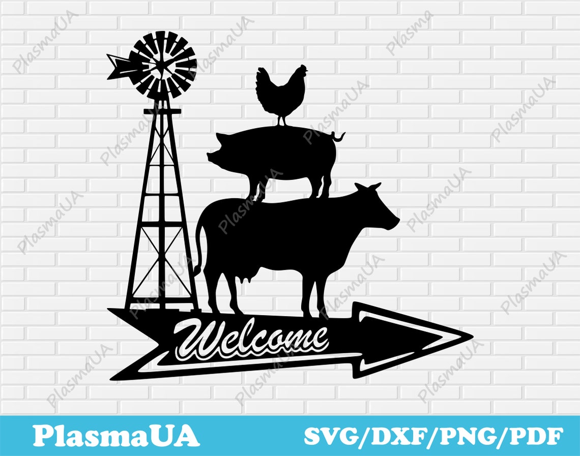 Farm Welcome Dxf Vane Dxf Farm Animals Scene Dxf Farm Scene - Etsy