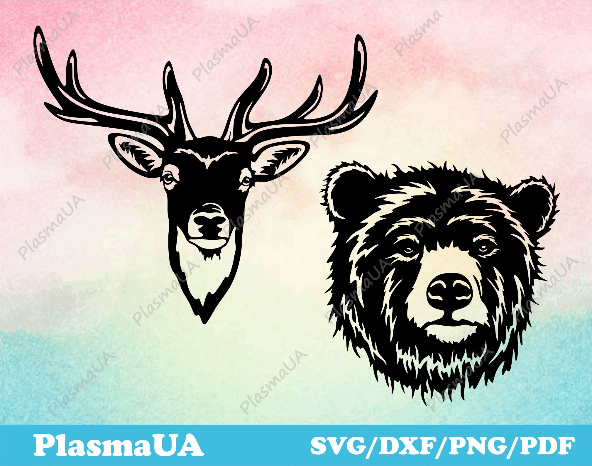 Animals Dxf Files, Deer Dxf, Bear Dxf, Animals for Cricut, Wall Design ...