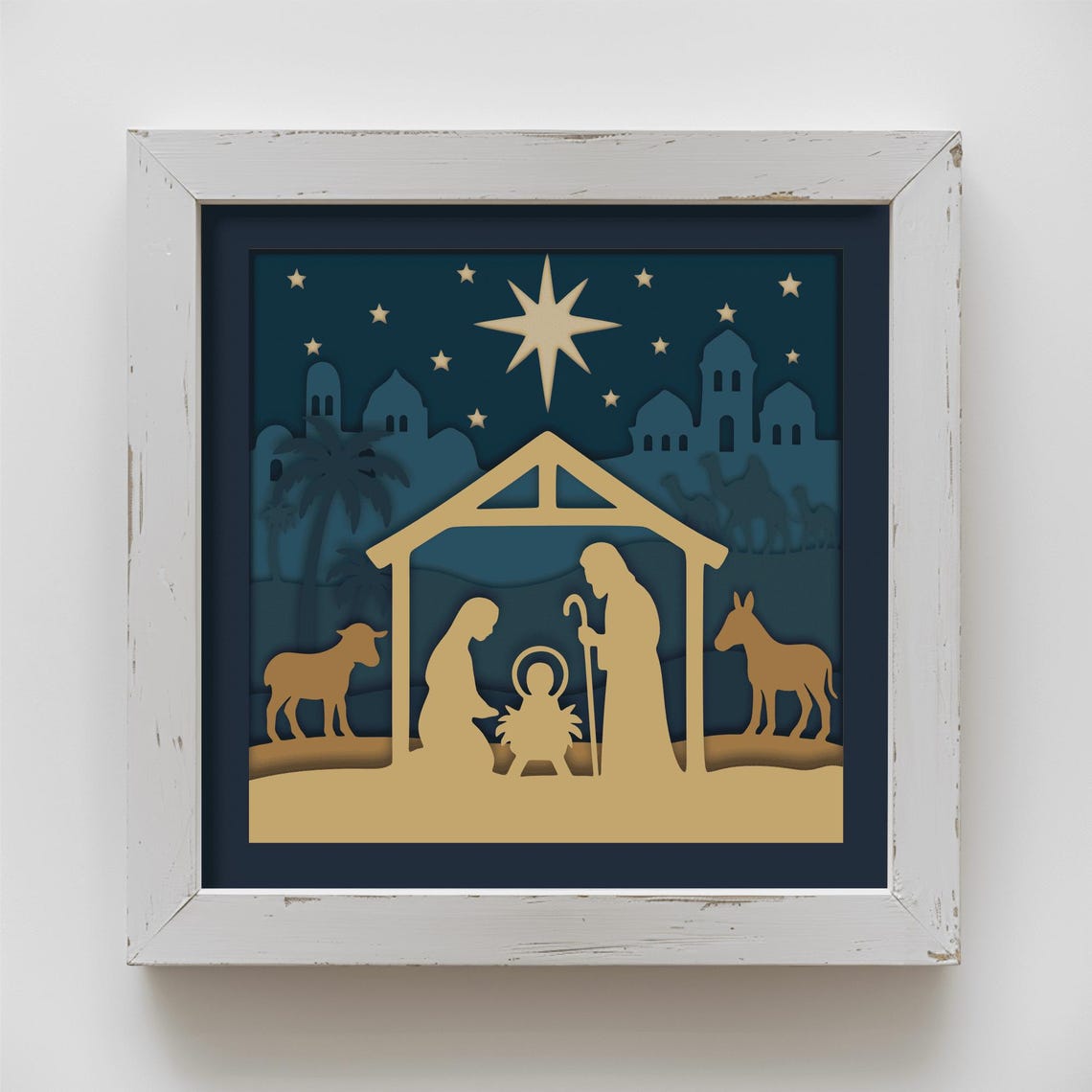 Nativity Scene 3D Shadow Box – Layered Svg Dxf, Holy Family Paper Cut ...