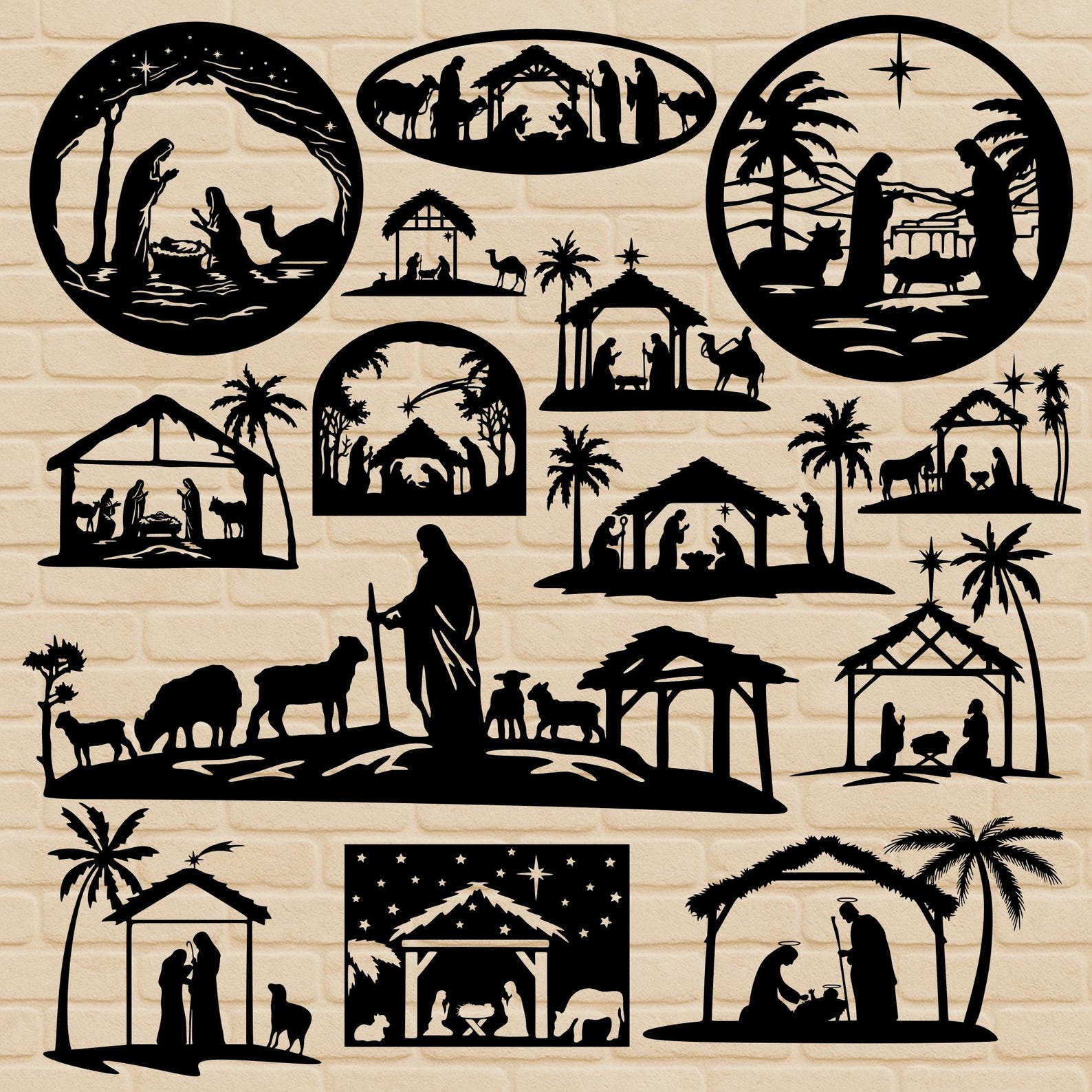 50+ Nativity Svg Dxf Png Bundle – Christian Christmas Manger Scenes ...