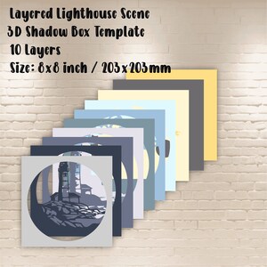3D Lighthouse Shadow Box, Layered SVG for Cricut, DXF for Laser Cut ...