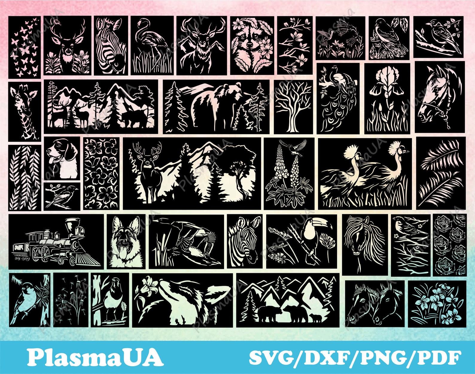 Nature Panels Svg Dxf Png Pdf – Wildlife CNC Designs for Laser and ...
