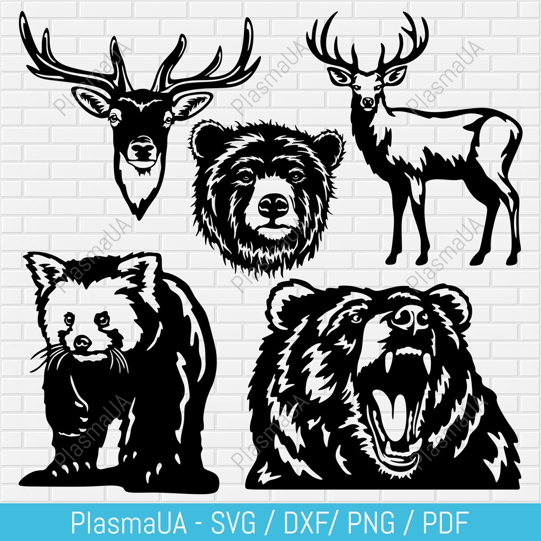 Animals Dxf Files, Deer Dxf, Bear Dxf, Animals for Cricut, Wall Design ...