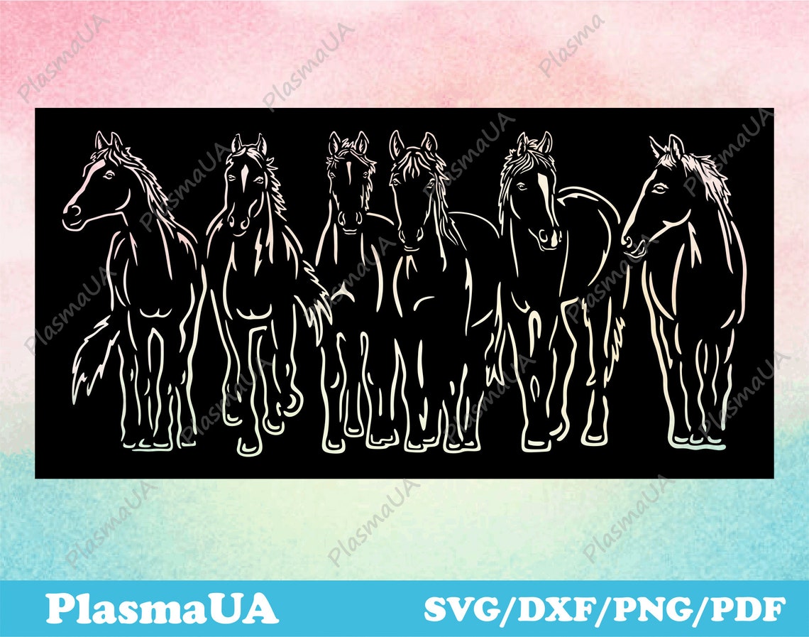 Horses Panel Dxf Download, Horses Dxf, Wall Panel Dxf, Laser Cutting ...