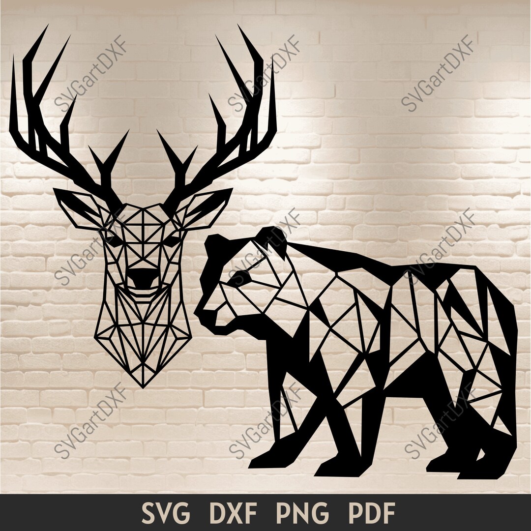 Geometric Animals Svg, Geometric Deer Svg, Geometric Bear Svg, Dxf for ...