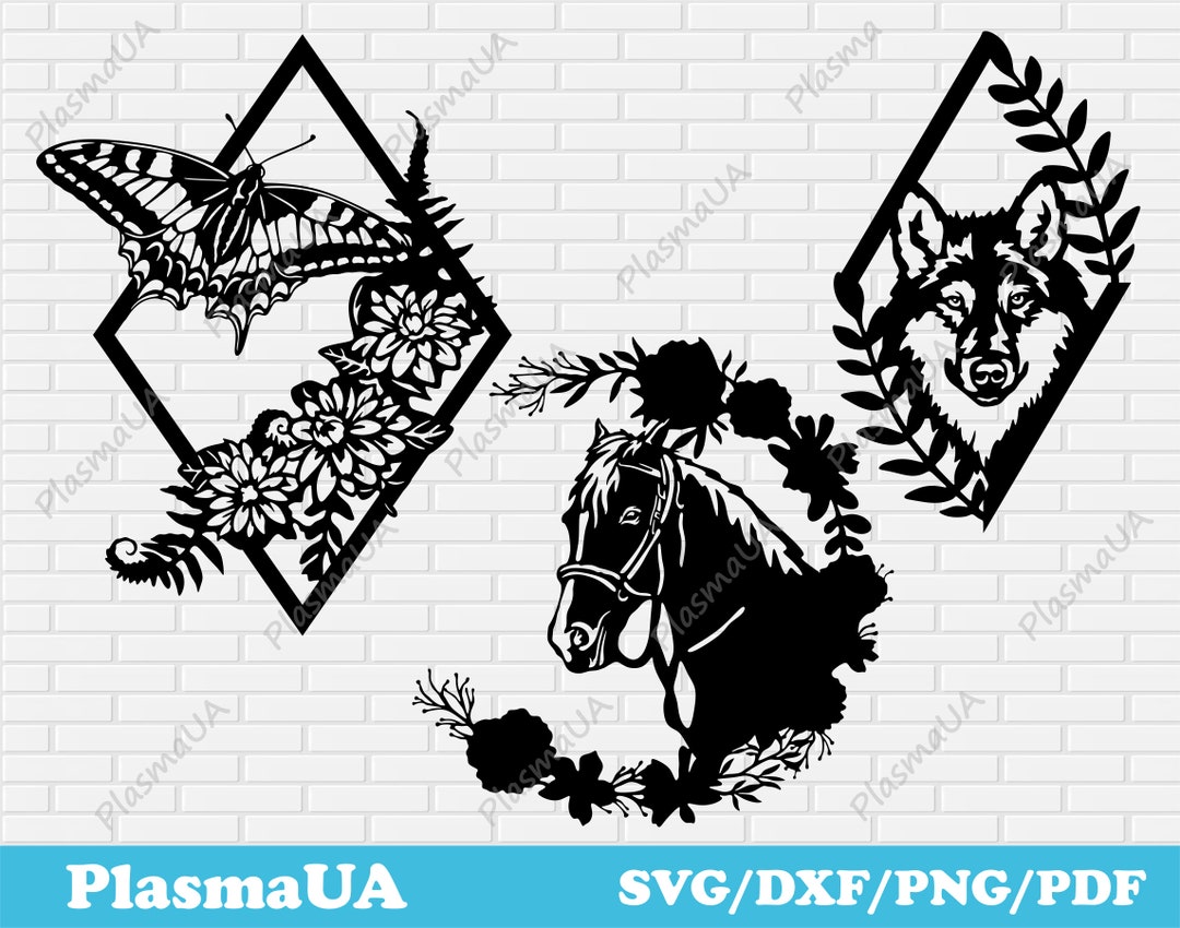 Floral Animal Svg for Cricut, Floral Wolf Svg, Flowers Butterfly ...
