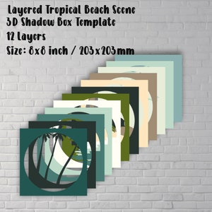 3D Shadow Box Tropical Beach Scene, Layered SVG, Home Decor DIY ...