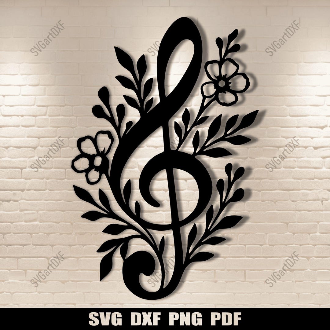 Floral Treble Clef SVG DXF File for Cricut & Silhouette, Music Lover ...