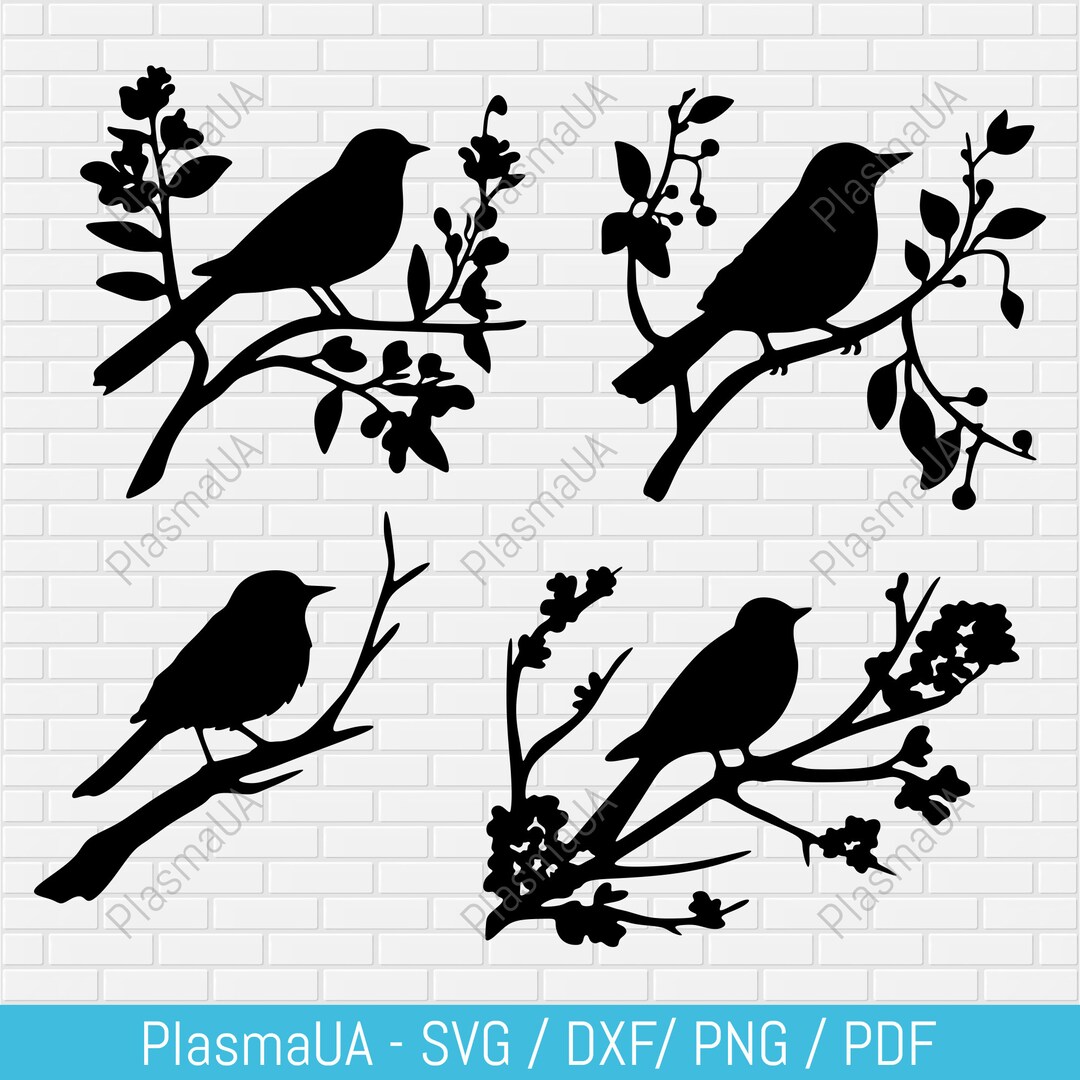 Birds on Branch Svg, Birds Dxf for Laser Cut, Birds Dxf for Plasma ...