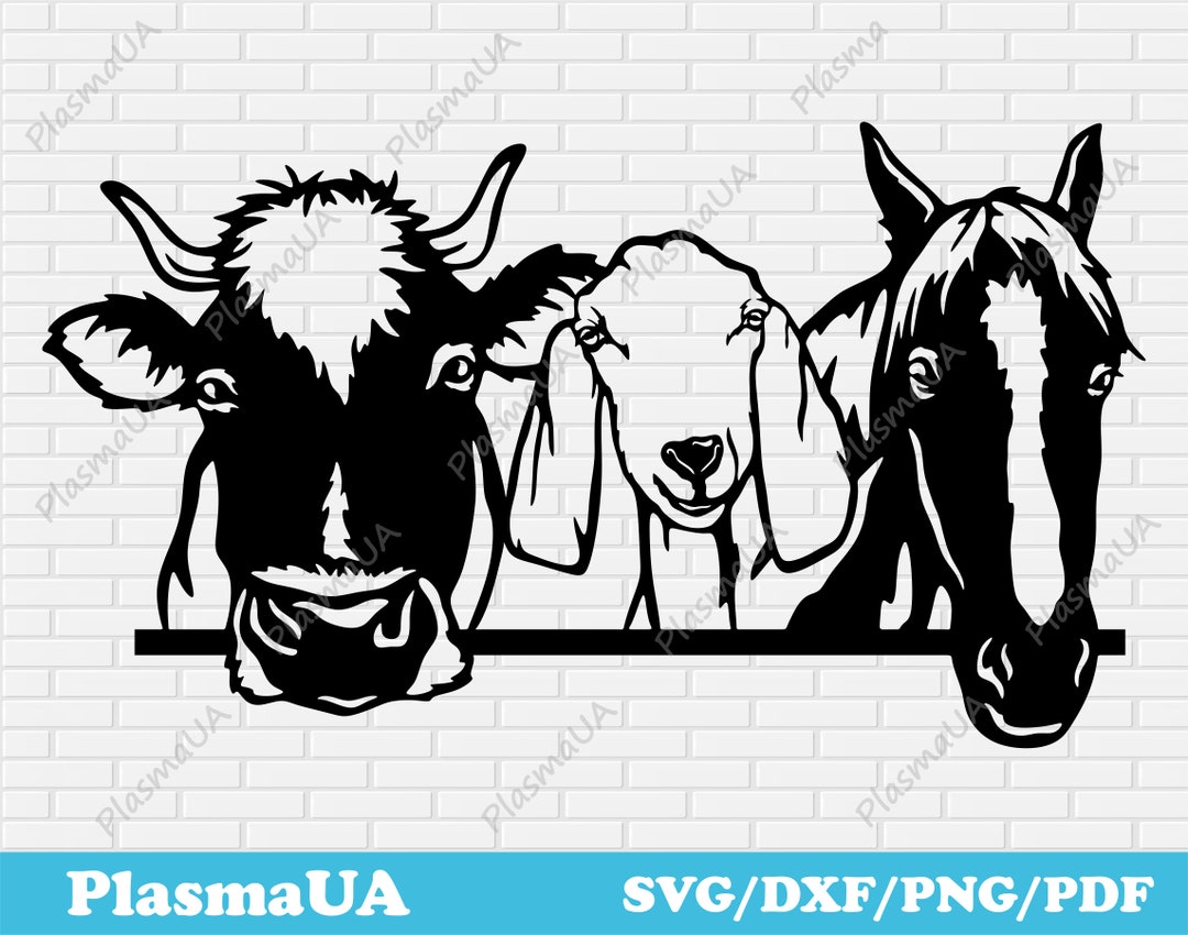 Peeking Animals Svg for Cricut, Farm Animals Dxf Files for Laser Cut ...
