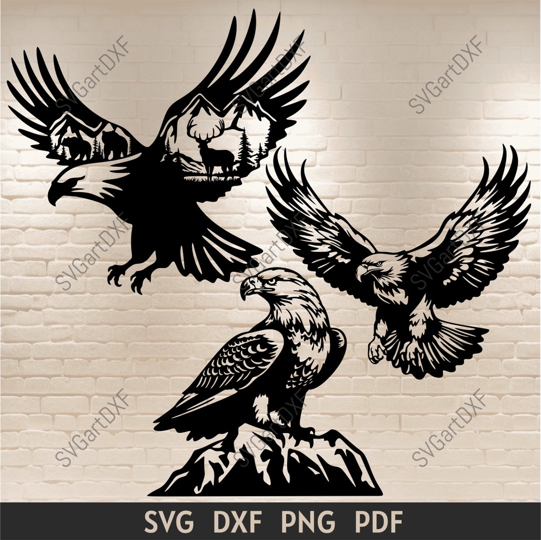 Bald Eagle Svg, Eagle Nature Scene Svg, Bald Eagle Dxf for Laser, Svg ...