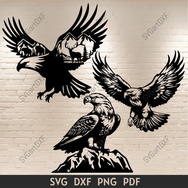 Bald Eagle Dxf Laser Cut Files Svg Files for Cricut - Etsy UK