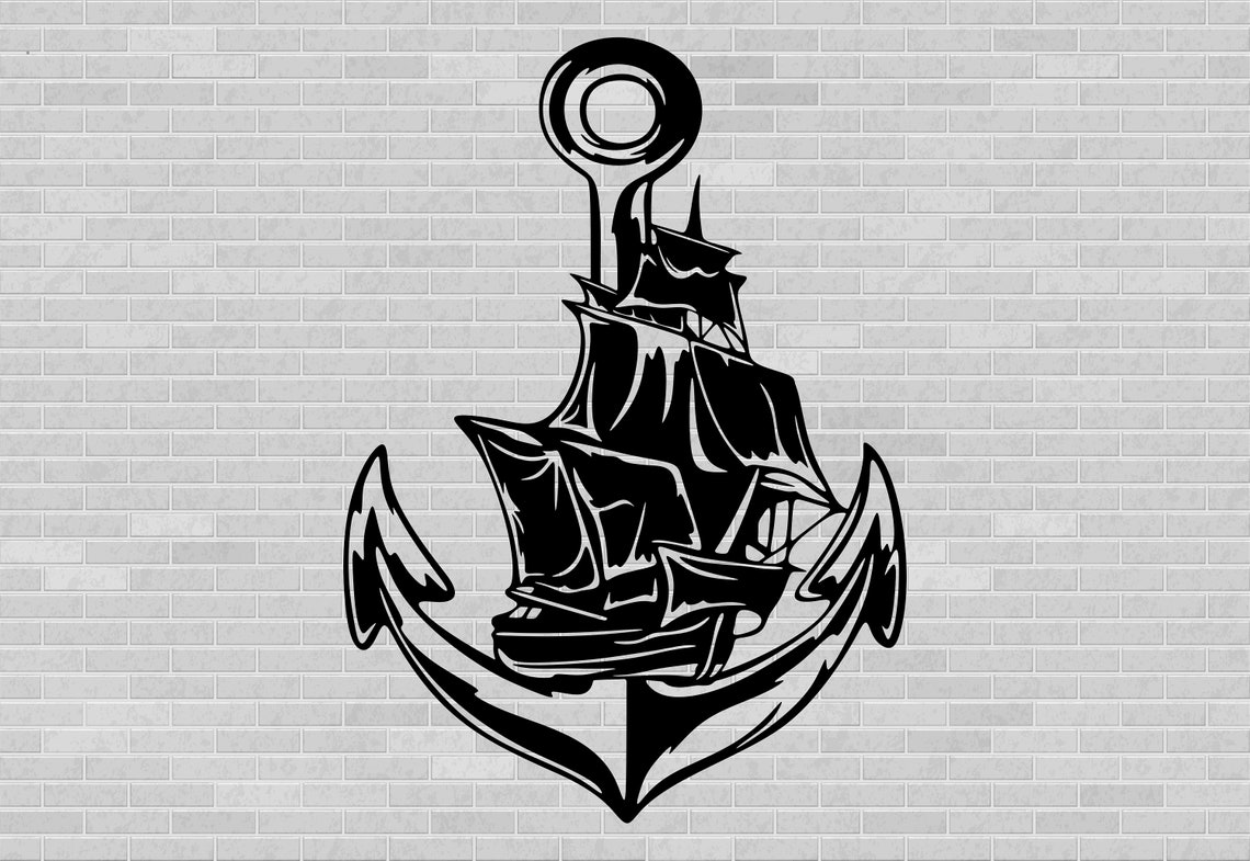Ship cut file Anchor cut file dxf for cnc metal art wall | Etsy