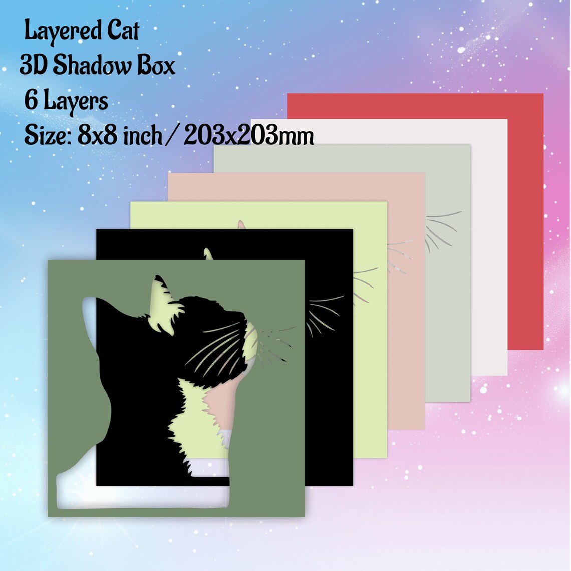 3D Layered Cat Svg Files for Cricut, 3D Cat Shadow Box Template ...