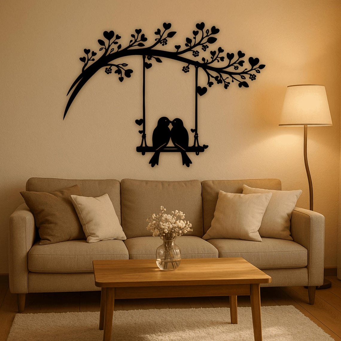 Love Birds SVG DXF for CNC Laser Plasma | Birds on Swing Heart Tree Cut ...