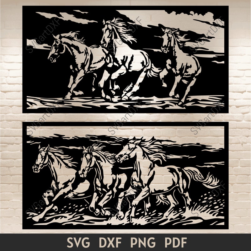 Horses Panel Dxf Files - Etsy