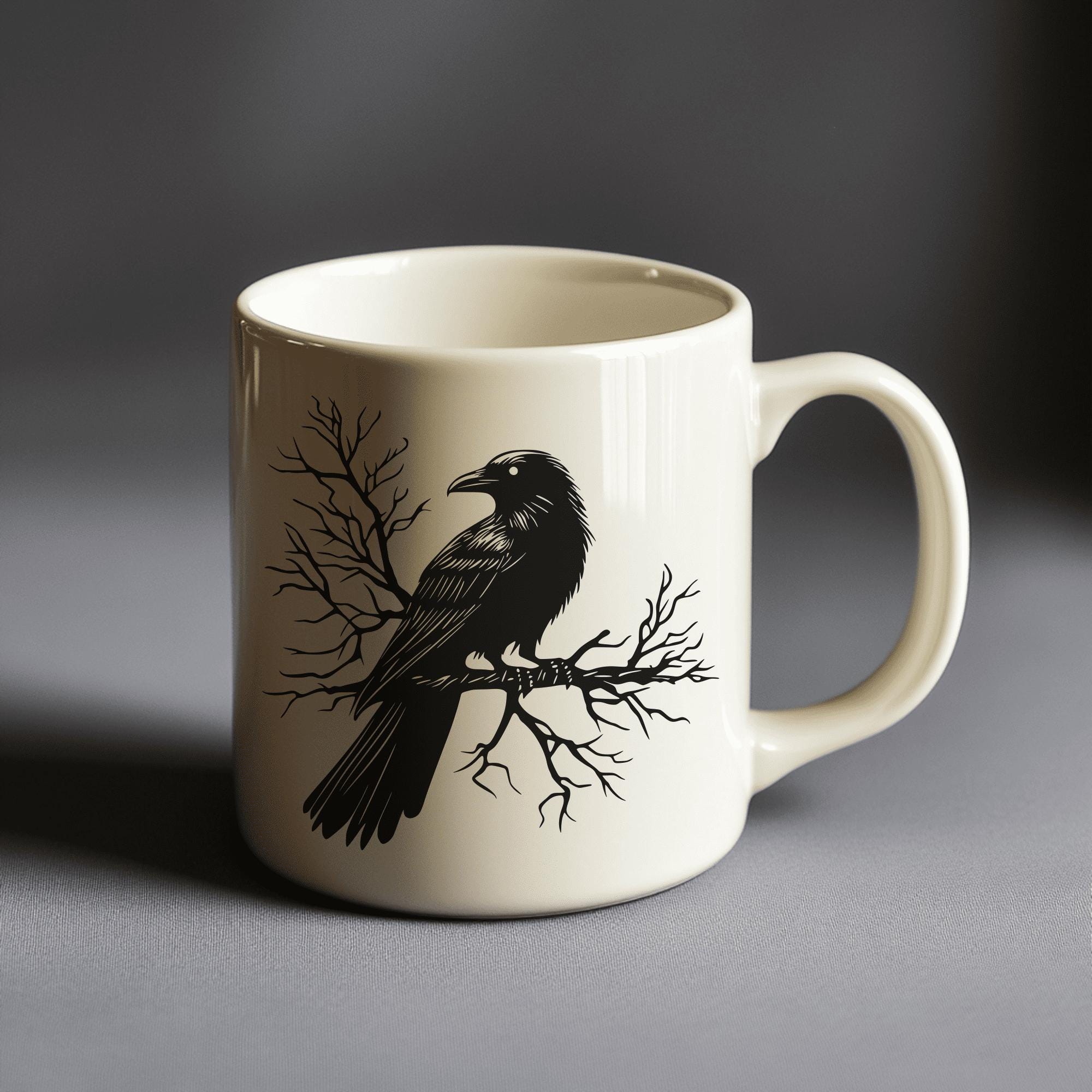 Raven SVG for Cricut, Raven Silhouette Cut Files, Scary Halloween Dxf ...