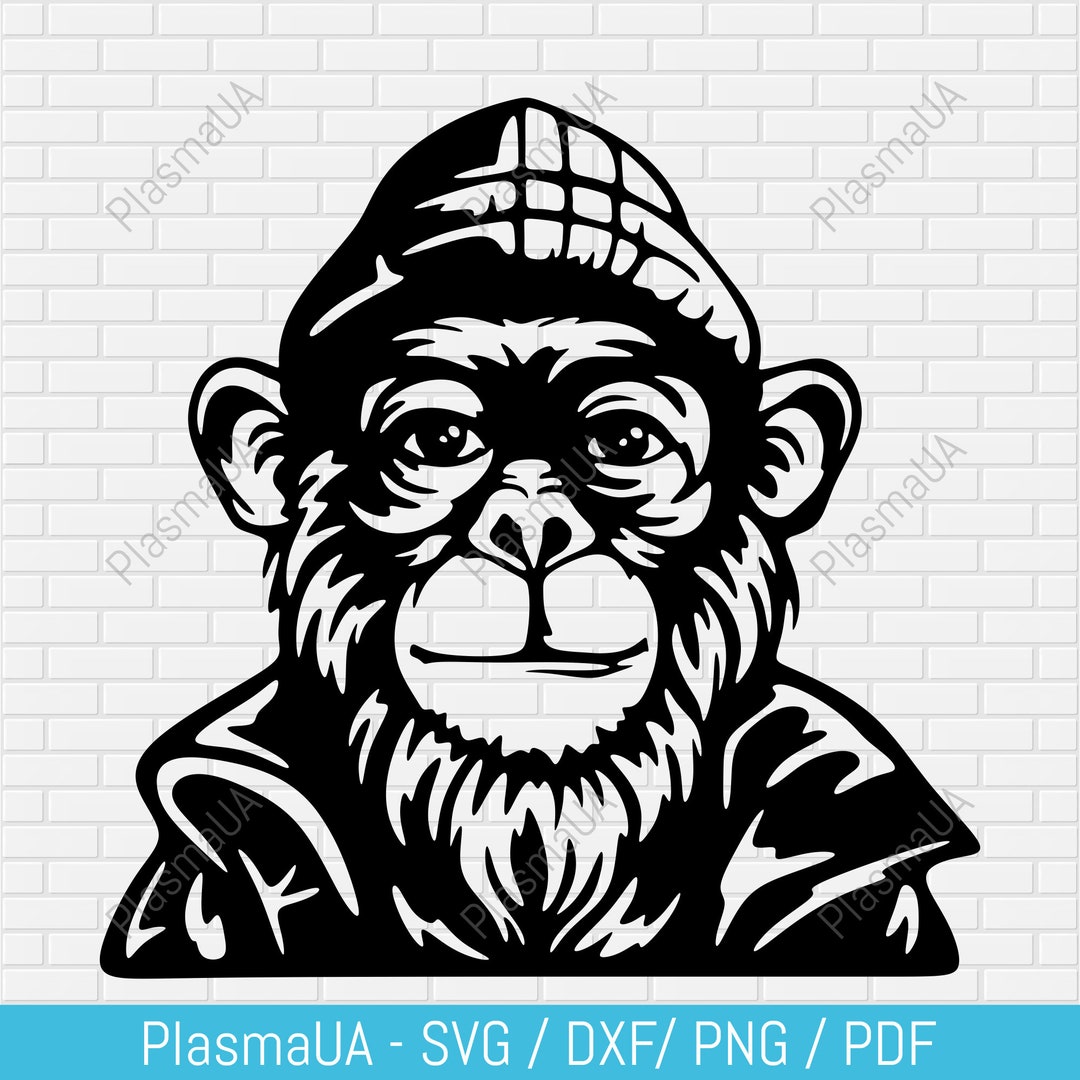 Cool Monkey Svg, Funny Monkey Dxf for Laser Cut, T Shirt Design, Dxf ...