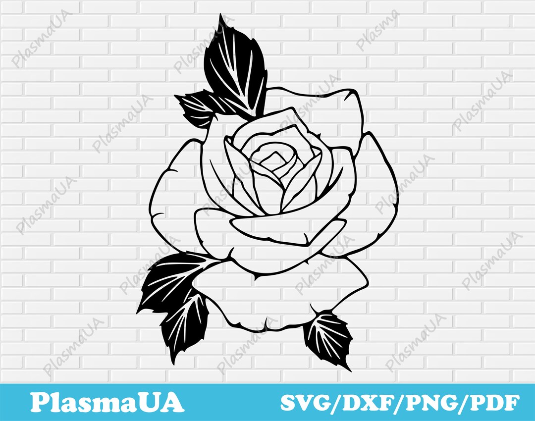 Rose Svg Dxf CNC Design – Elegant Flower Silhouette for Cricut, Laser ...