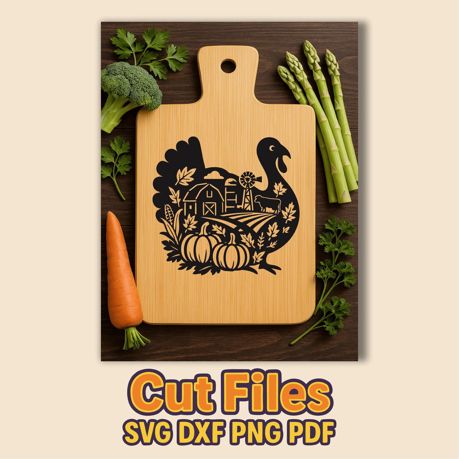 Thanksgiving Turkey Farm Svg Dxf Png – Fall Harvest Cutting File for ...