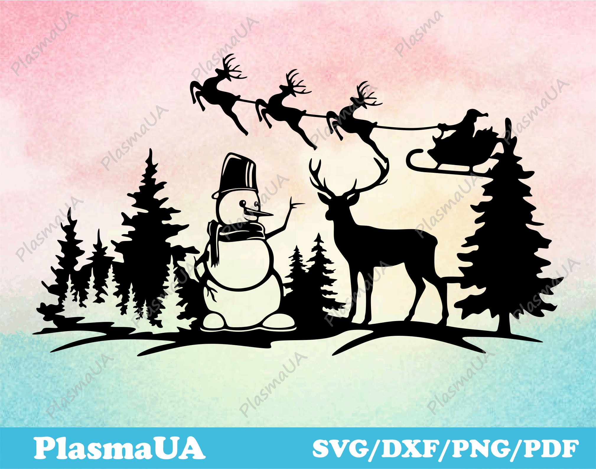 Christmas Scene Cut Files Christmas Dxf Santa Claus Svg | Etsy