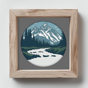 Mountains 3D Shadow Box Papercut Template, Layered Svg for Cricut, Dxf ...
