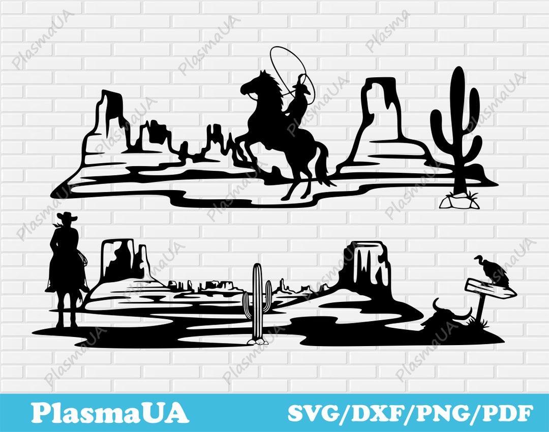 Western Cowboy SVG, Wild West Silhouette Cut Files, Laser and Cricut ...