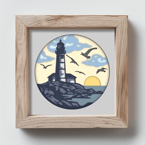 3D Lighthouse Shadow Box, Layered SVG for Cricut, DXF for Laser Cut ...