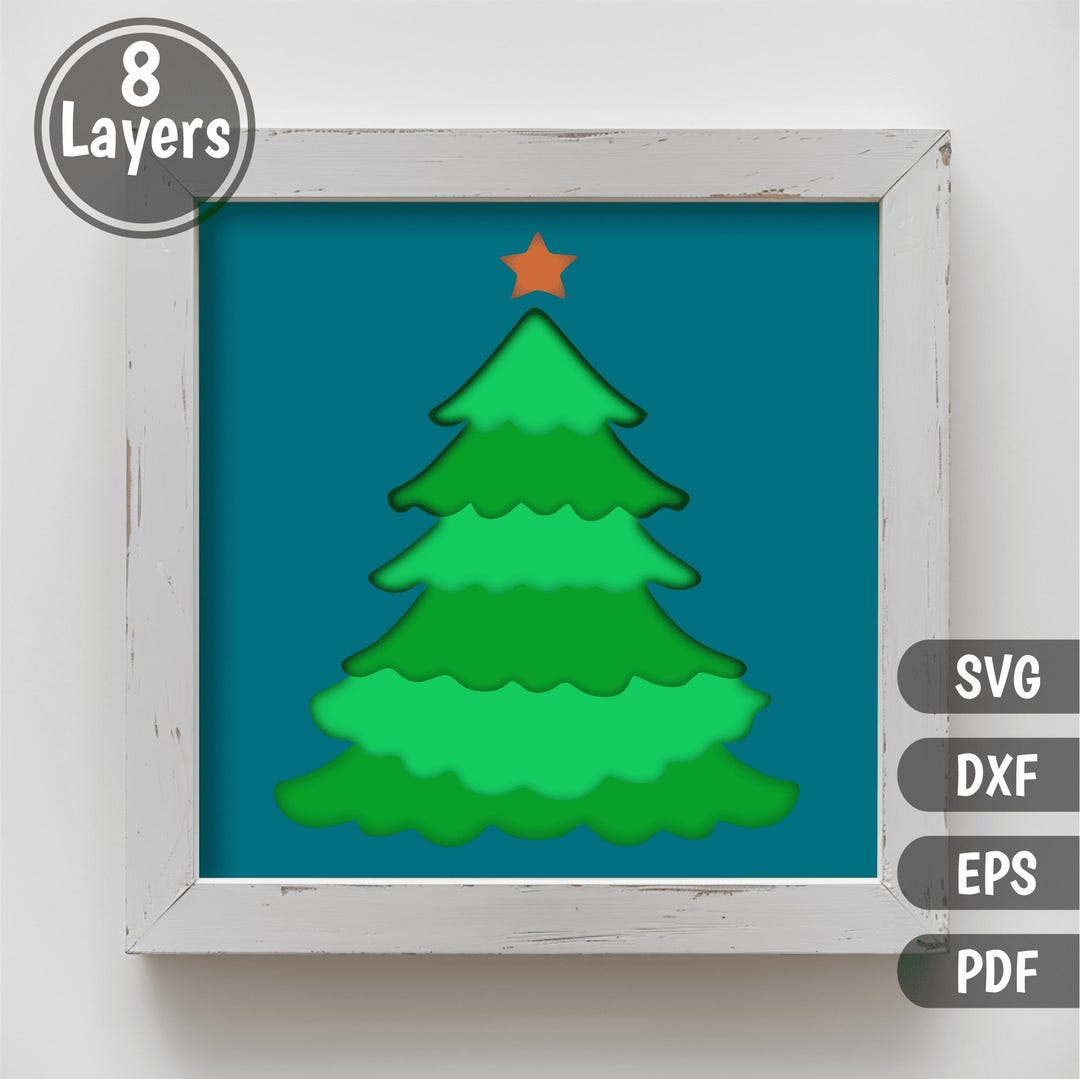 3D Christmas Tree Layered SVG for Cricut, Shadow Box Template ...