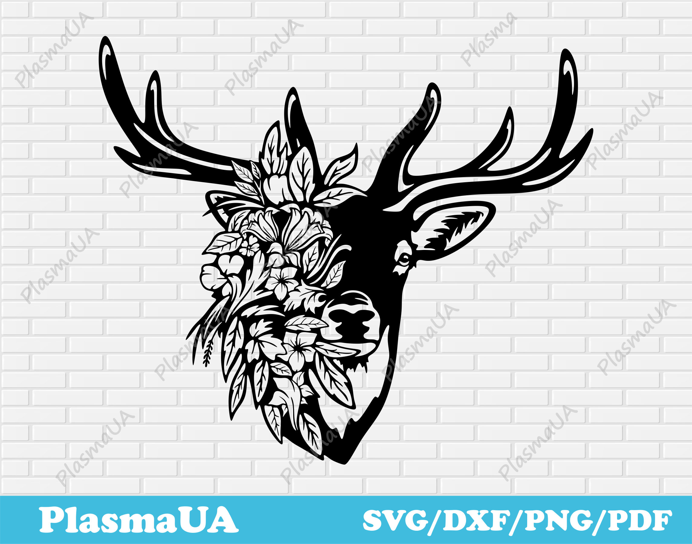 Deer With Flowers Dxf Deer Dxf File Cut Files for Laser - Etsy