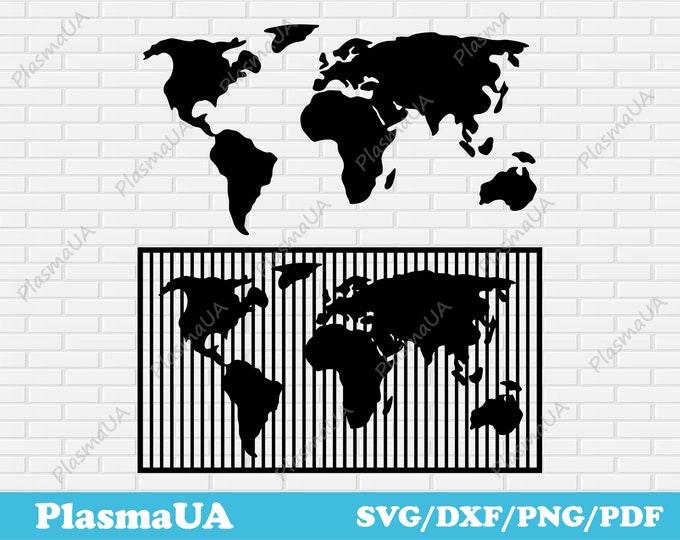 World Map Svg World Svg Travel Svg Map Svg Map Silhouette - Etsy