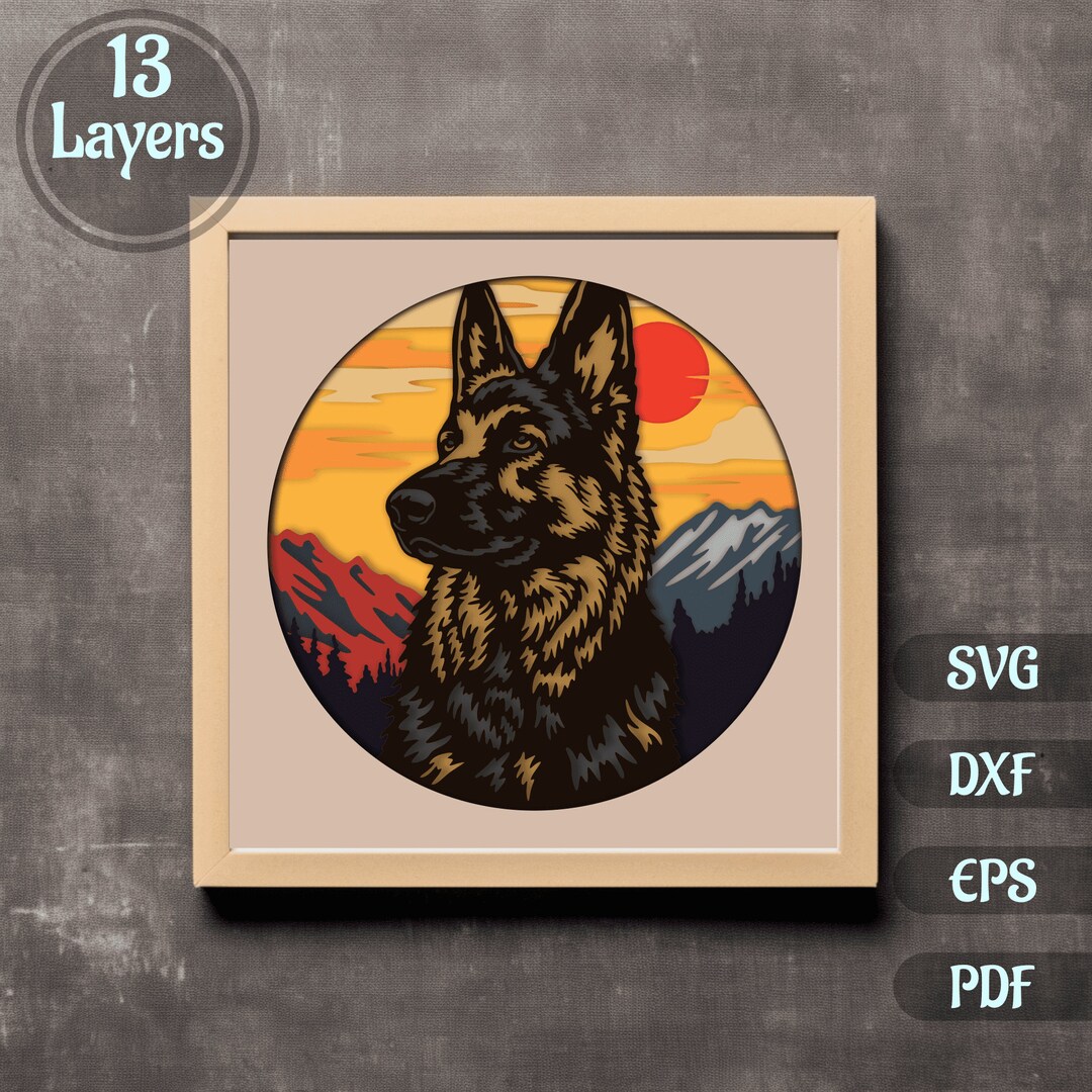 3D Shadow Box SVG, 3D German Shepherd Layered Svg, Cutting Files for ...