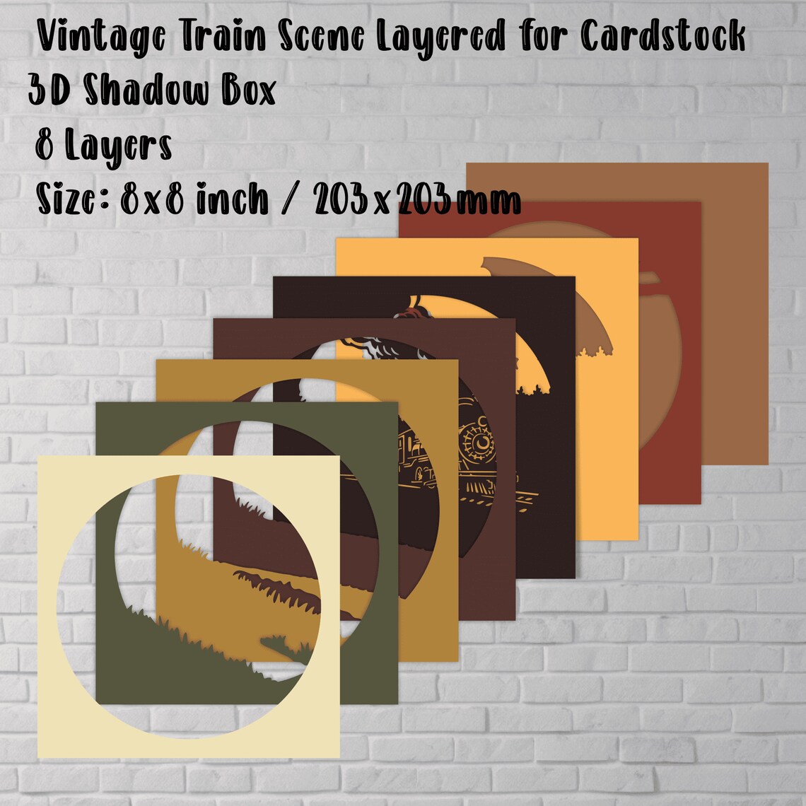 Vintage Train Scene 3D Layered SVG for Cardstock, Shadow Box Files for ...
