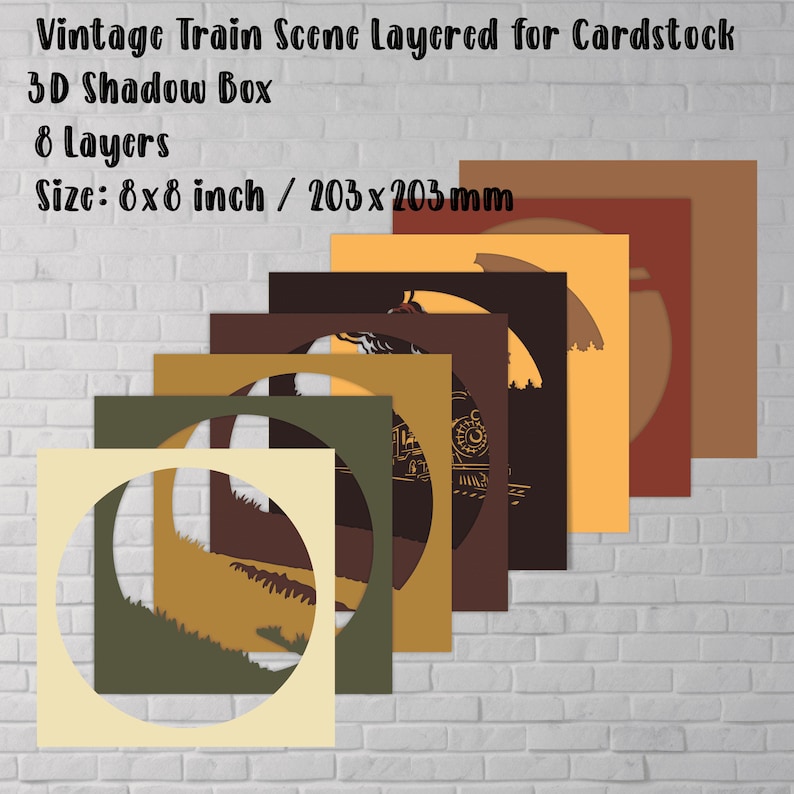 Vintage Train Scene 3D Layered SVG for Cardstock, Shadow Box Files for ...