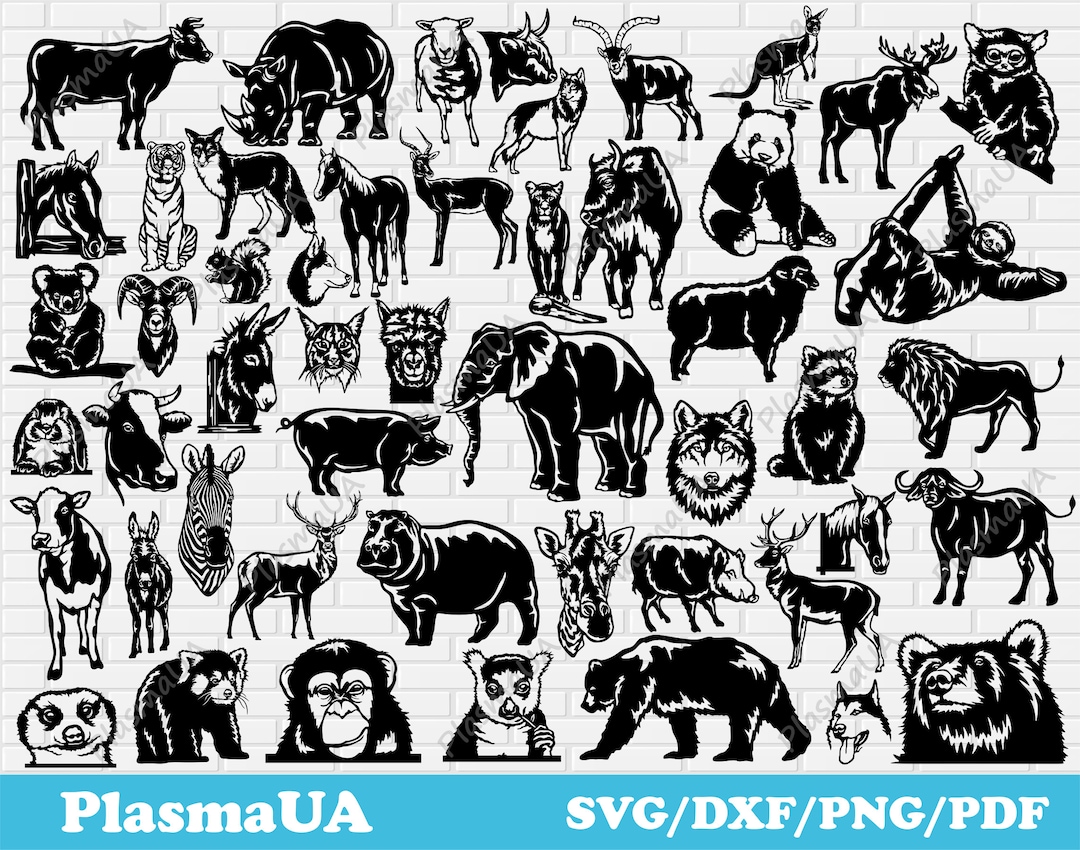 Animals Dxf Files, Animals Svg Cut Files, Forest Animals Dxf, Svg for ...