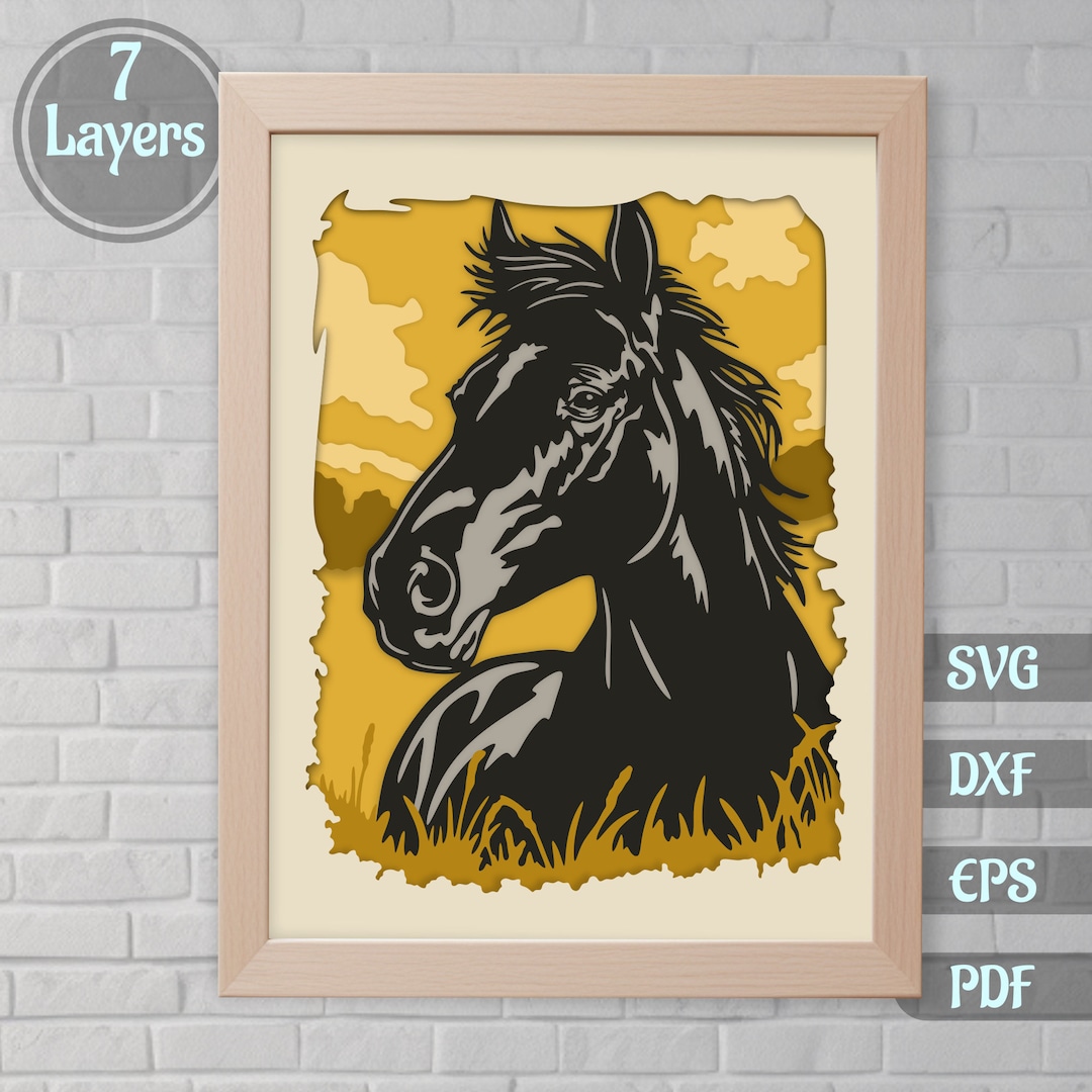 3D Shadow Box Templates, Horse Layered Svg, Cutting Files for Cricut ...