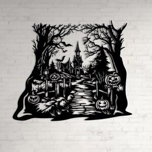 Scary Halloween Scene Svg Cut File, Haunted House Svg, Halloween ...