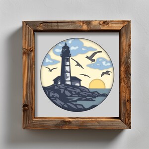 3D Lighthouse Shadow Box, Layered SVG for Cricut, DXF for Laser Cut ...