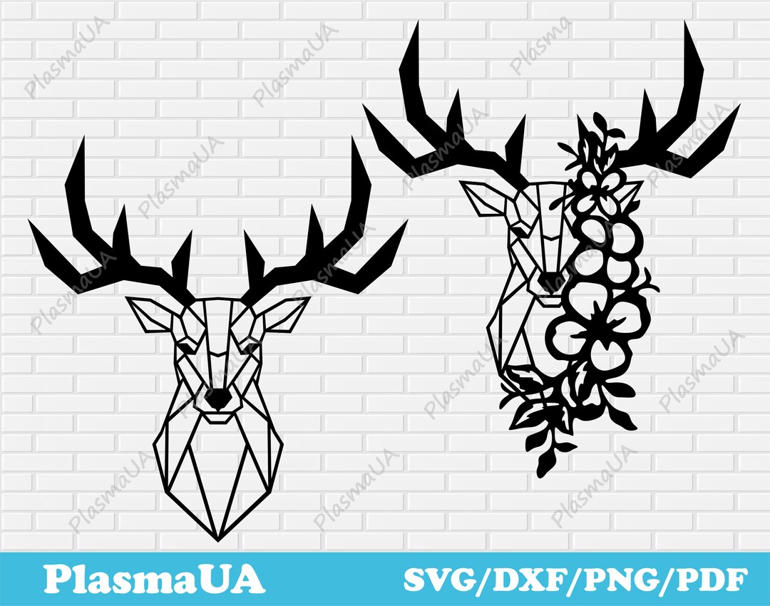 Geometric Deer Dxf for Laser Cut, Deer With Flowers Svg for Cricut ...