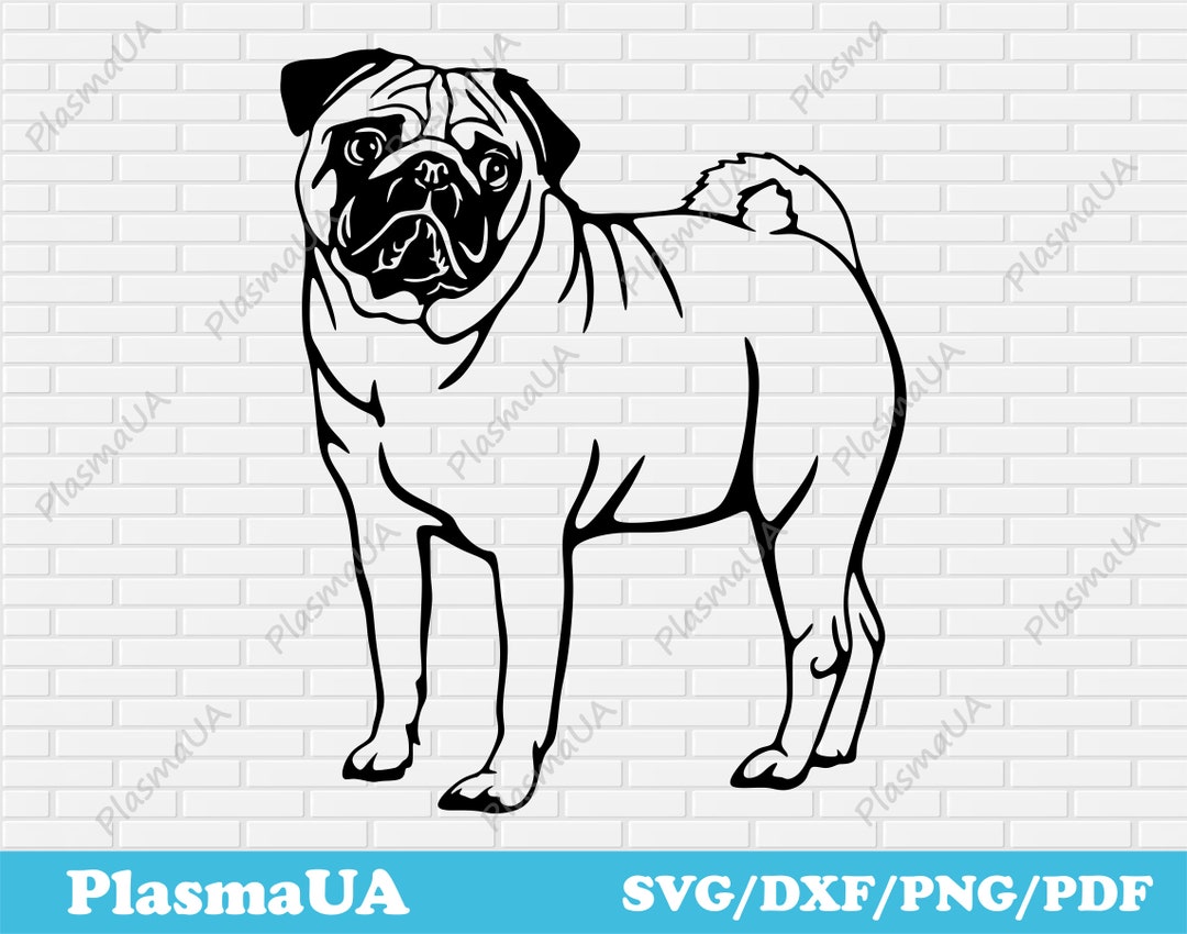 Pug Vector Image, Pug Svg, Cute Dog Svg, Dog Cut File, Dog Clipart ...