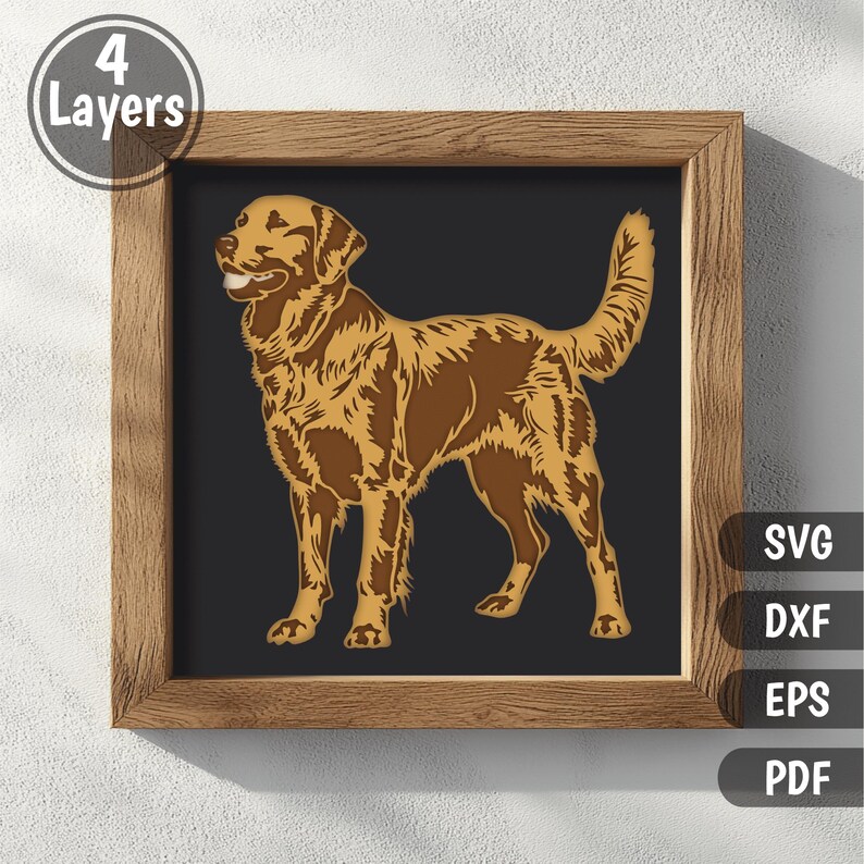 Golden Retriever 3D Shadow Box SVG | Layered Dog Cut Files for Cricut ...