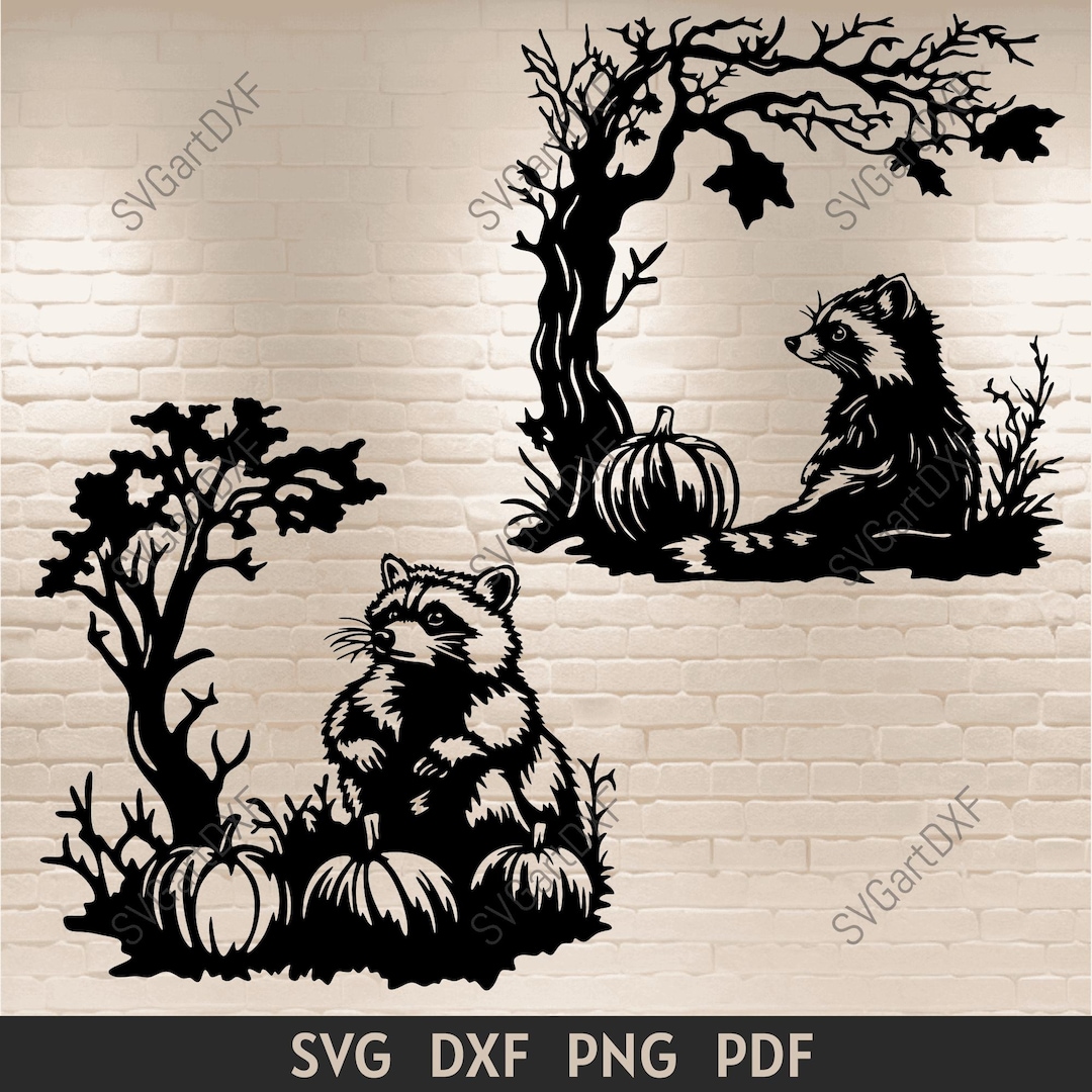 Autumn Raccoons SVG, Fall Sublimation Design, Raccoon With Pumpkins PNG ...